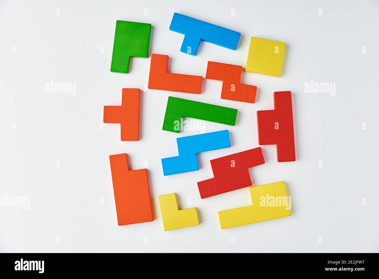 Different wooden blocks on a white background. Concept of logical ...