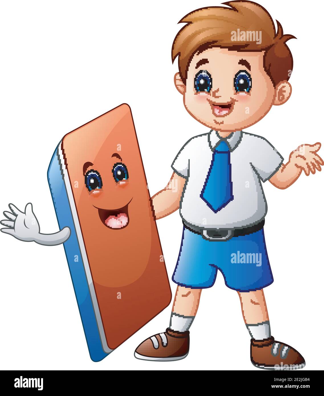 Vector illustration of a schoolboy with eraser cartoon Stock Vector ...