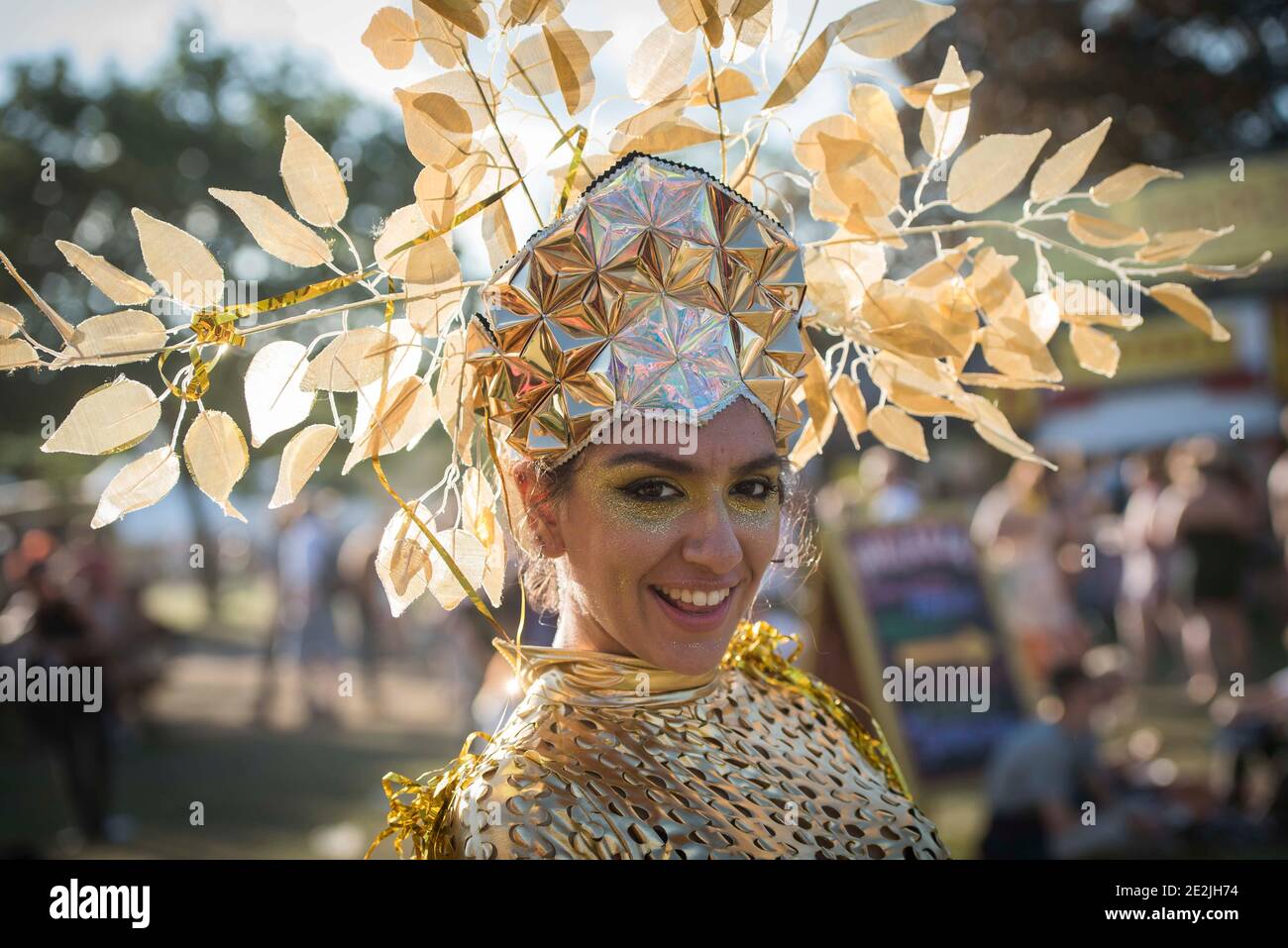 Festival goer in carnival fancy dress at Citadel Festival, Victoria ...