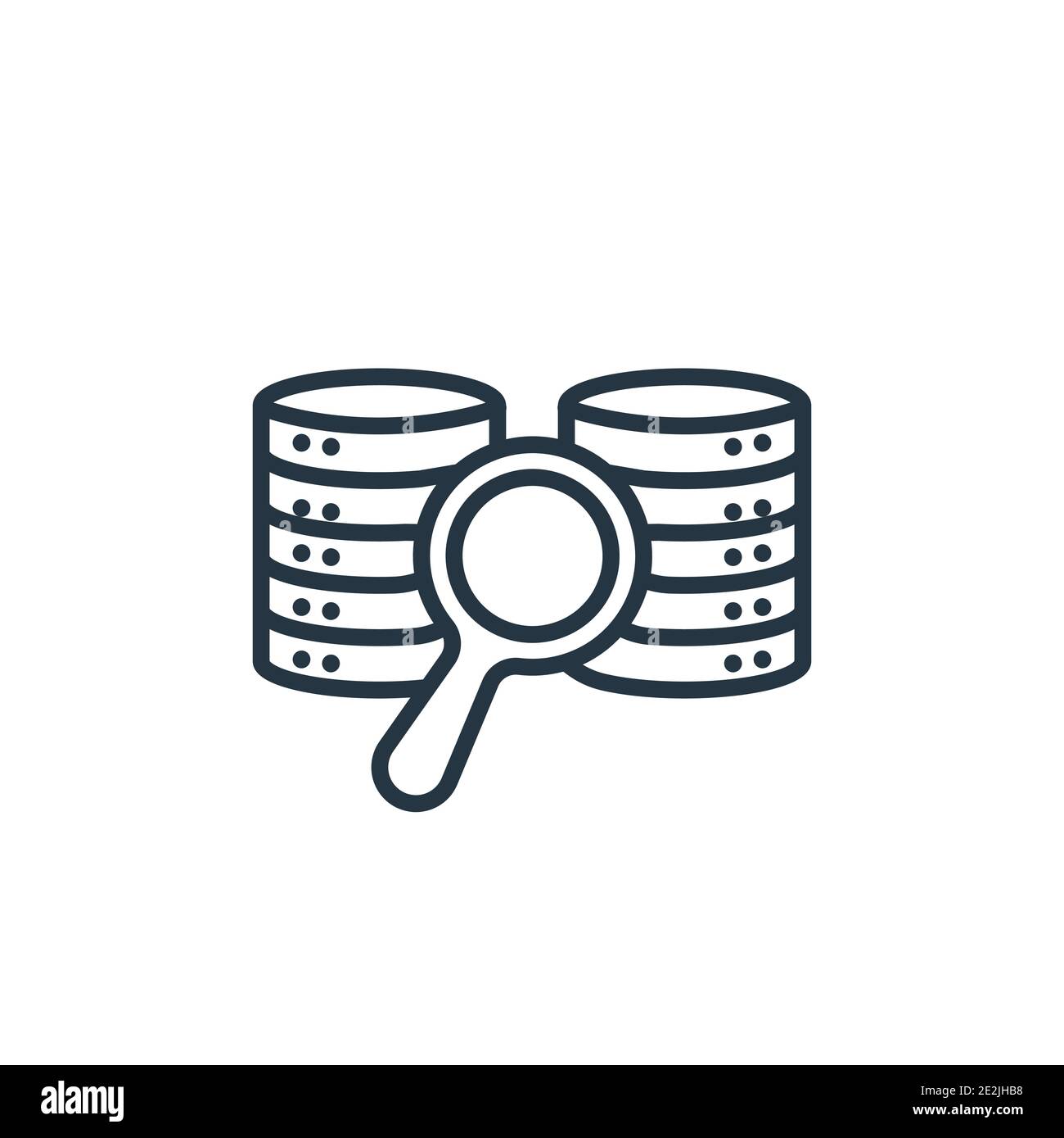 Data search outline vector icon. Thin line black data search icon, flat ...