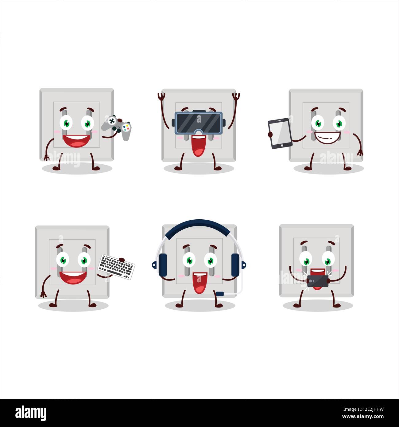 Single electric adapter cartoon character are playing games with ...