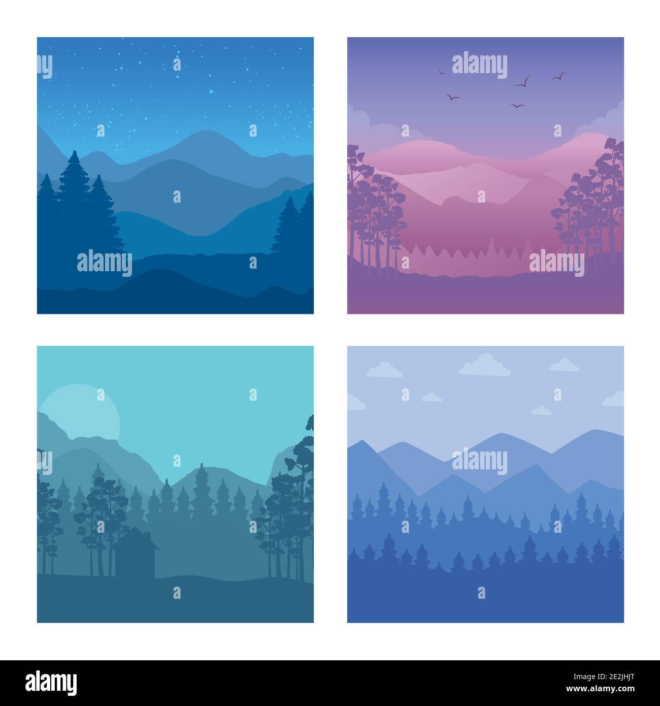 four abstract landscapes scenes backgrounds Stock Vector Image & Art ...