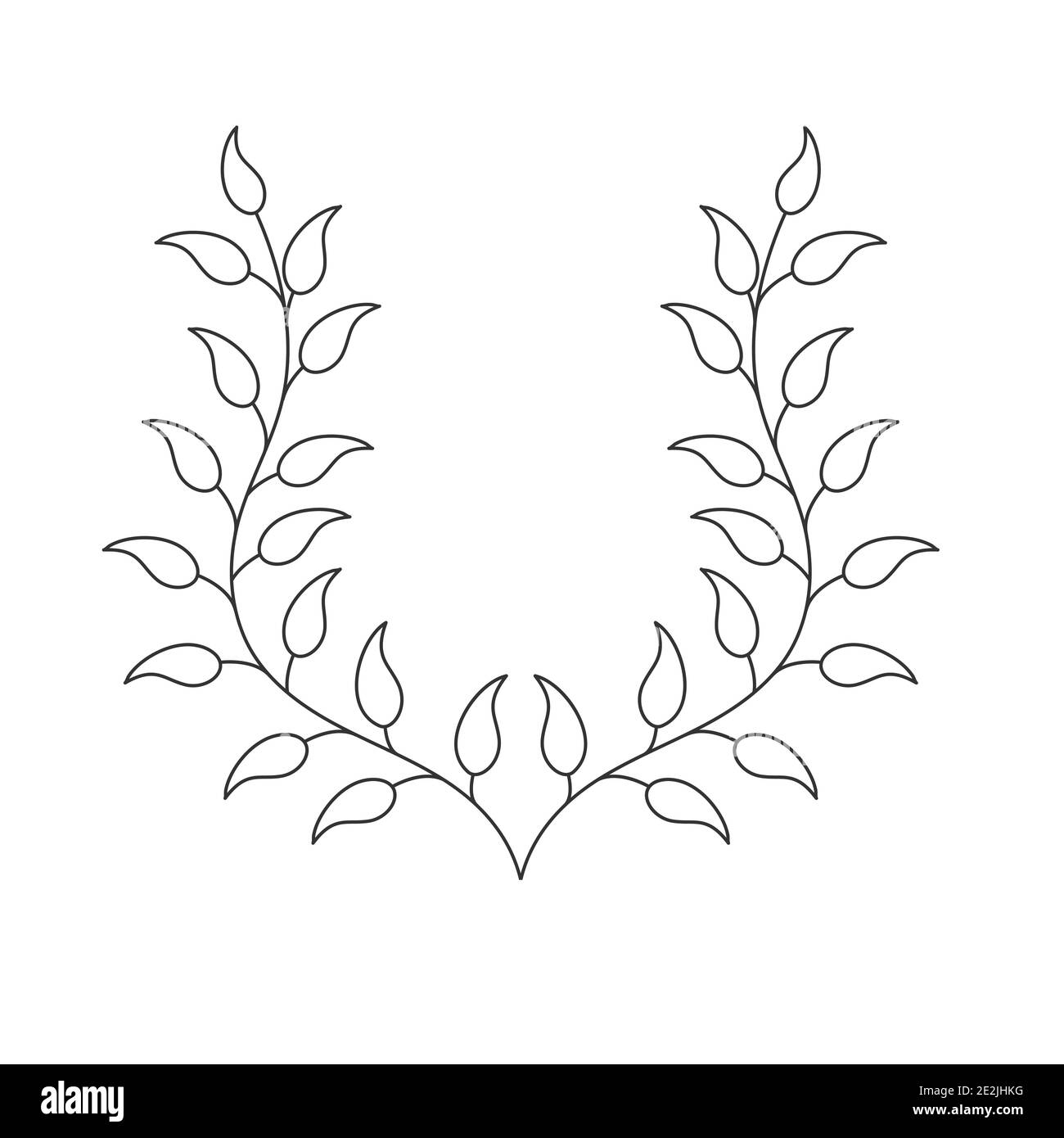 branch with leaves, an empty outline. Vector illustration isolated on a ...