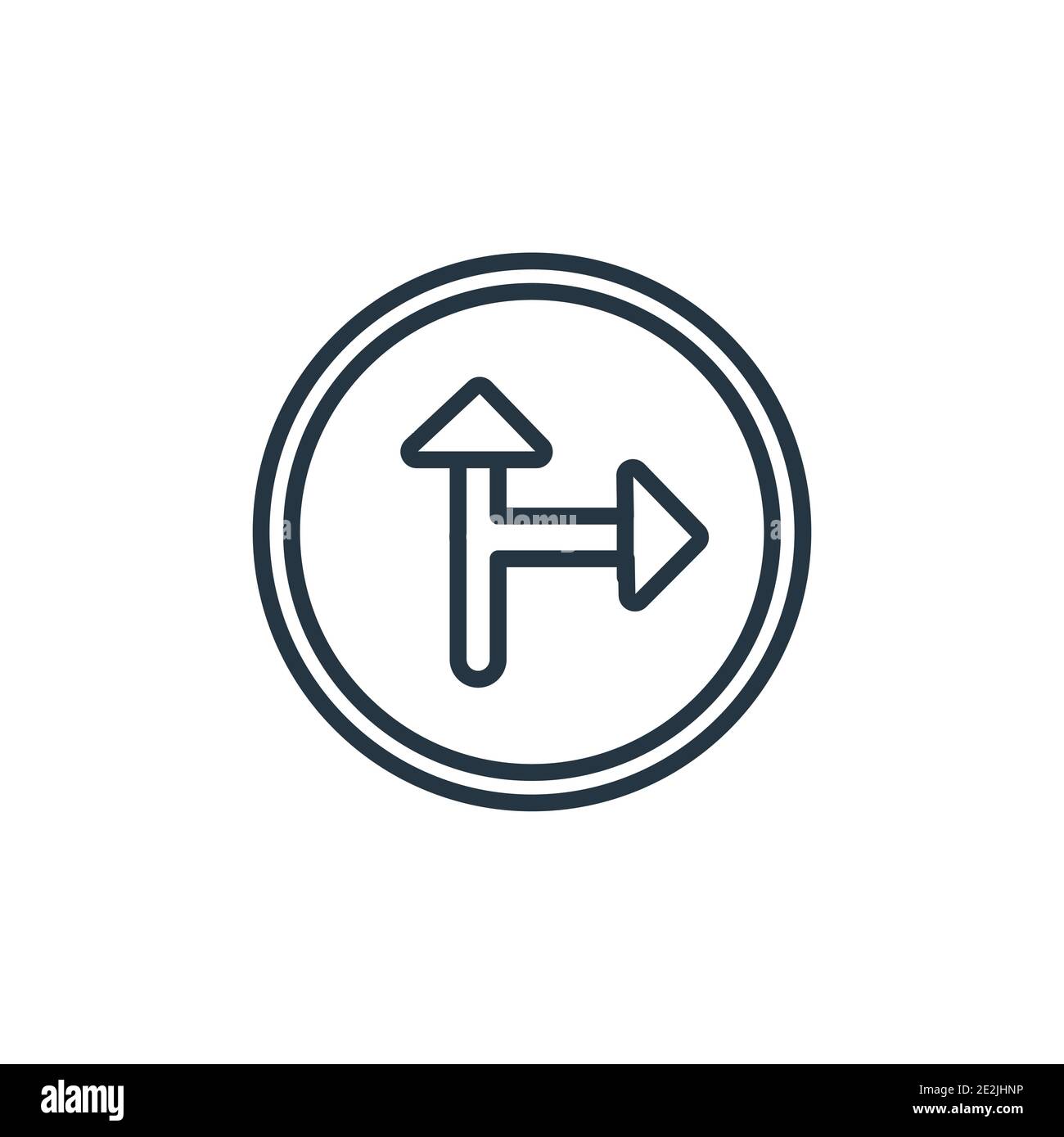 Left side road outline vector icon. Thin line black left side road icon, flat vector simple ...