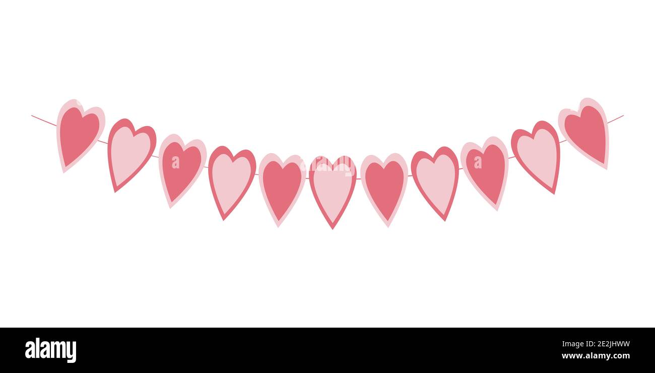 Heart bunting isolated on white background. Garland for Valentine day ...