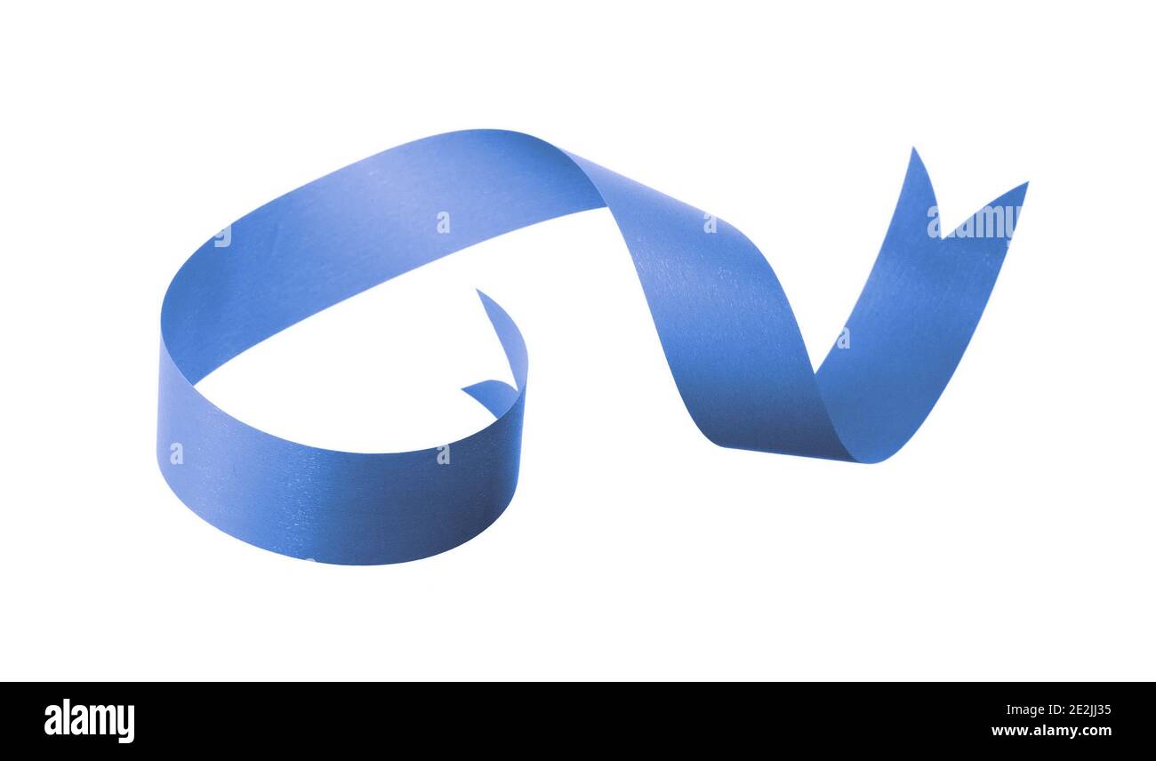 Blue ribbon roll isolated on white background Stock Photo - Alamy