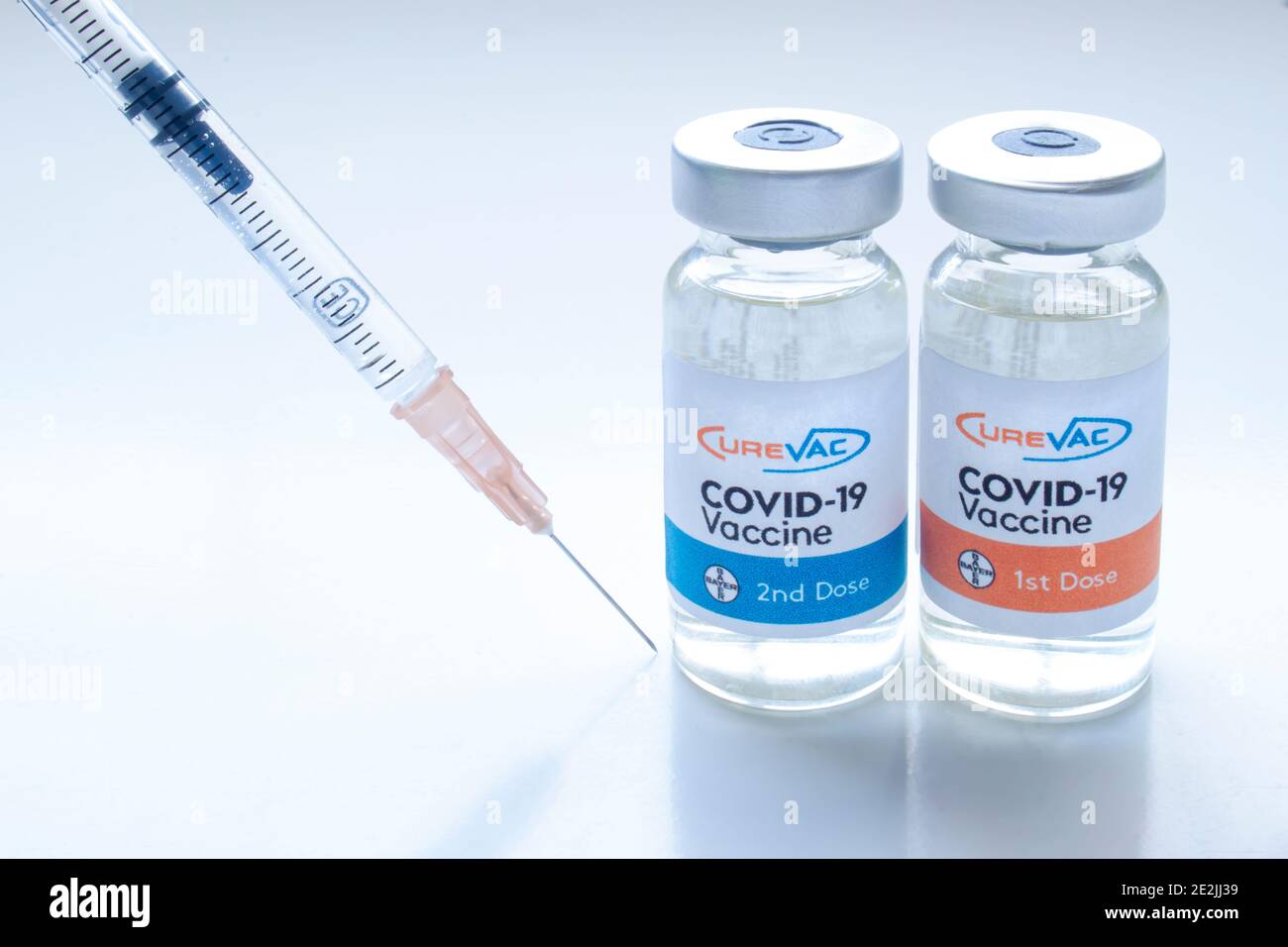 Calgary, Alberta, Canada. Dec 31, 2020. Bayer CureVac Covid-19 vaccines ...