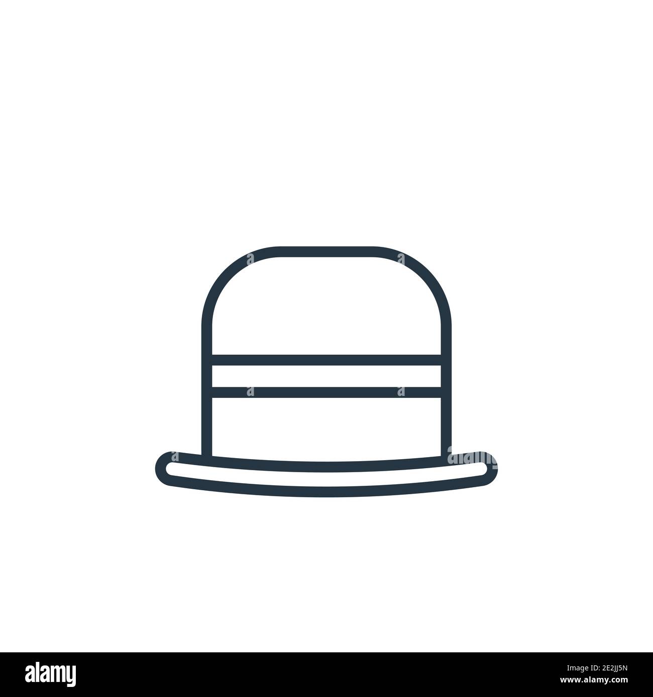 Bowler hat outline vector icon. Thin line black bowler hat icon, flat ...