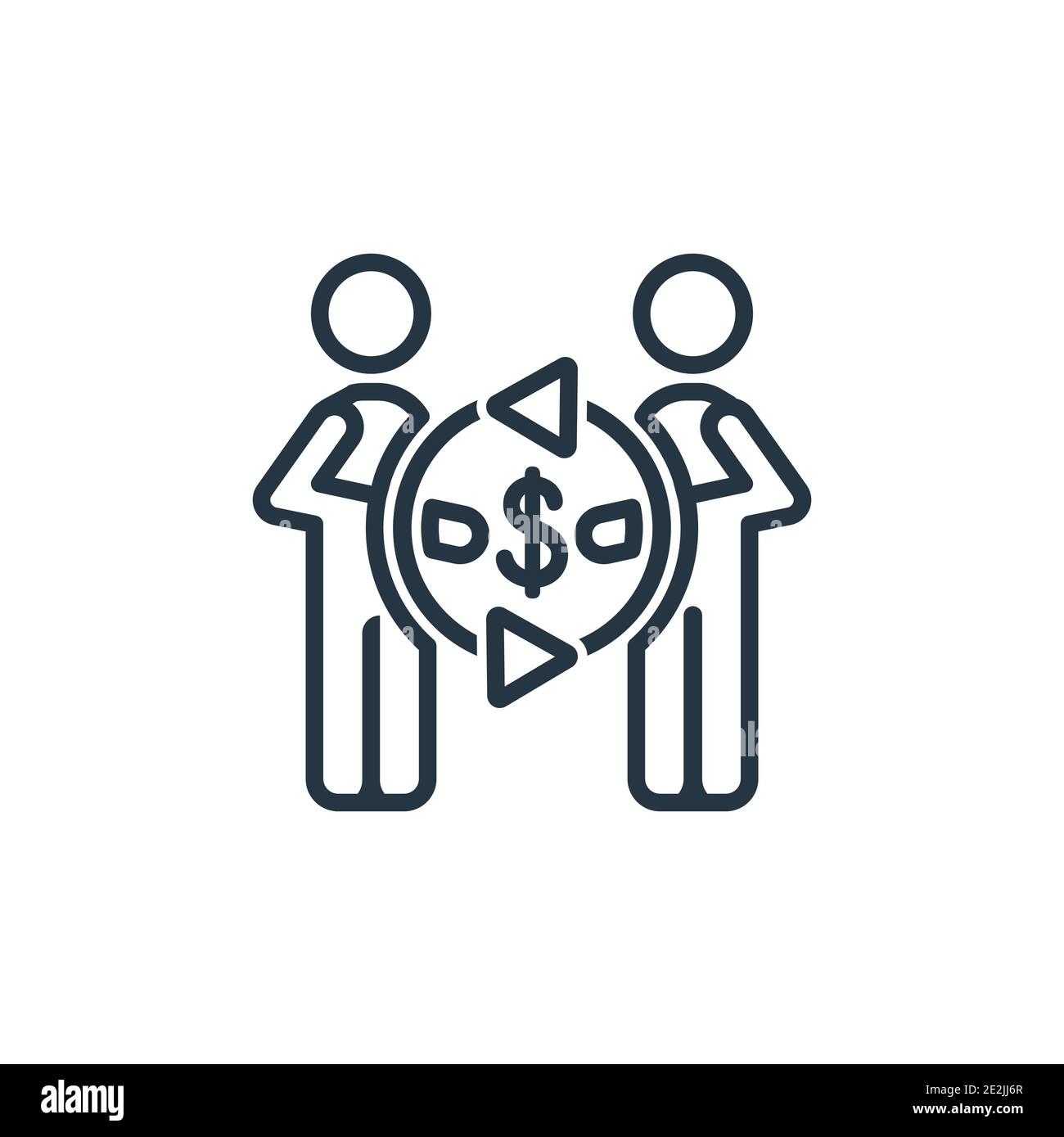 People trading outline vector icon. Thin line black people trading icon ...