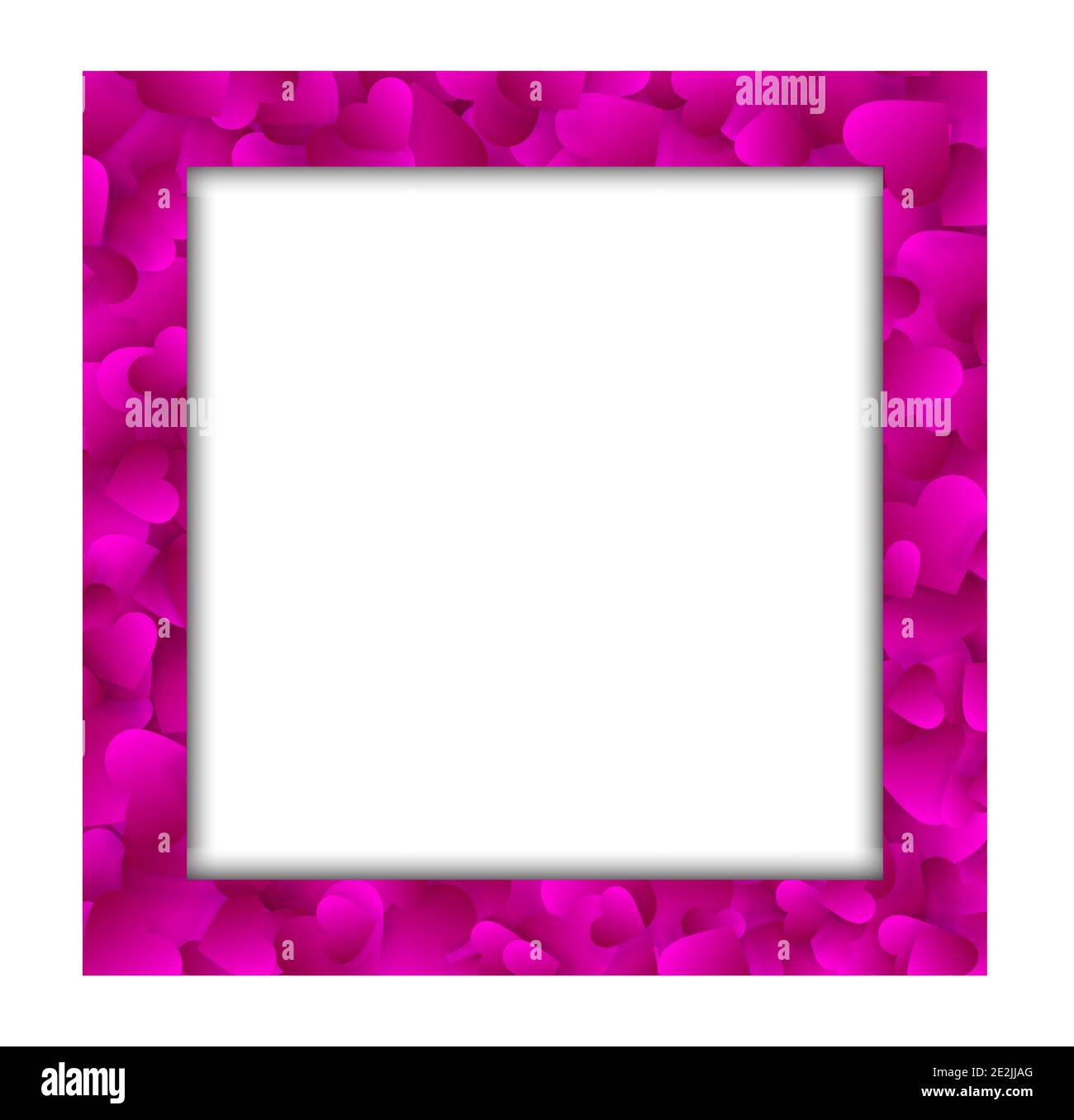 Heart frame vector love border with pink petals, hearts or confetti ...