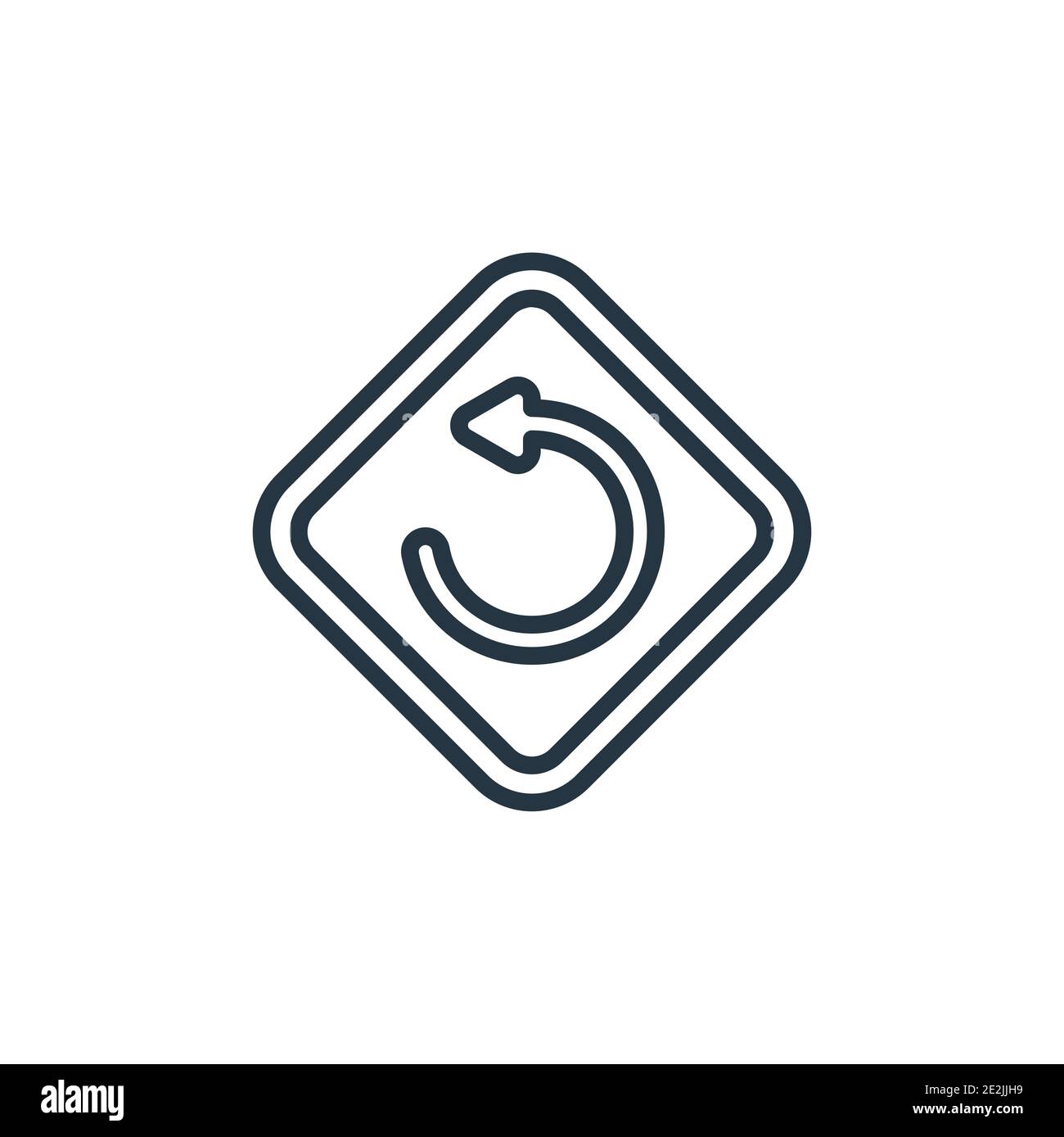 Undo outline vector icon. Thin line black undo icon, flat vector simple ...