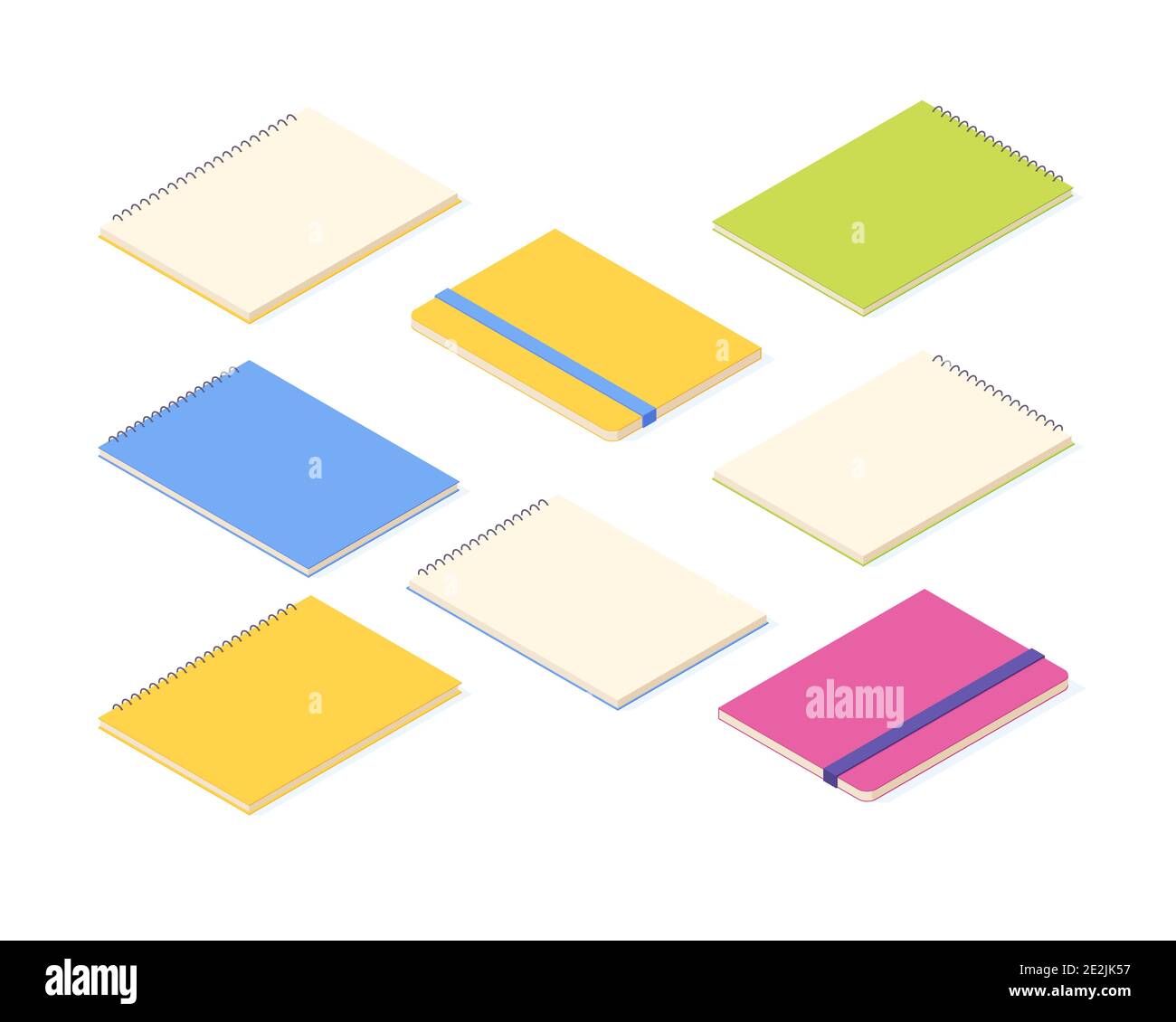 Notebook isometric set. Various paper notepads with spiral and hard cover Stock Vector Image ...