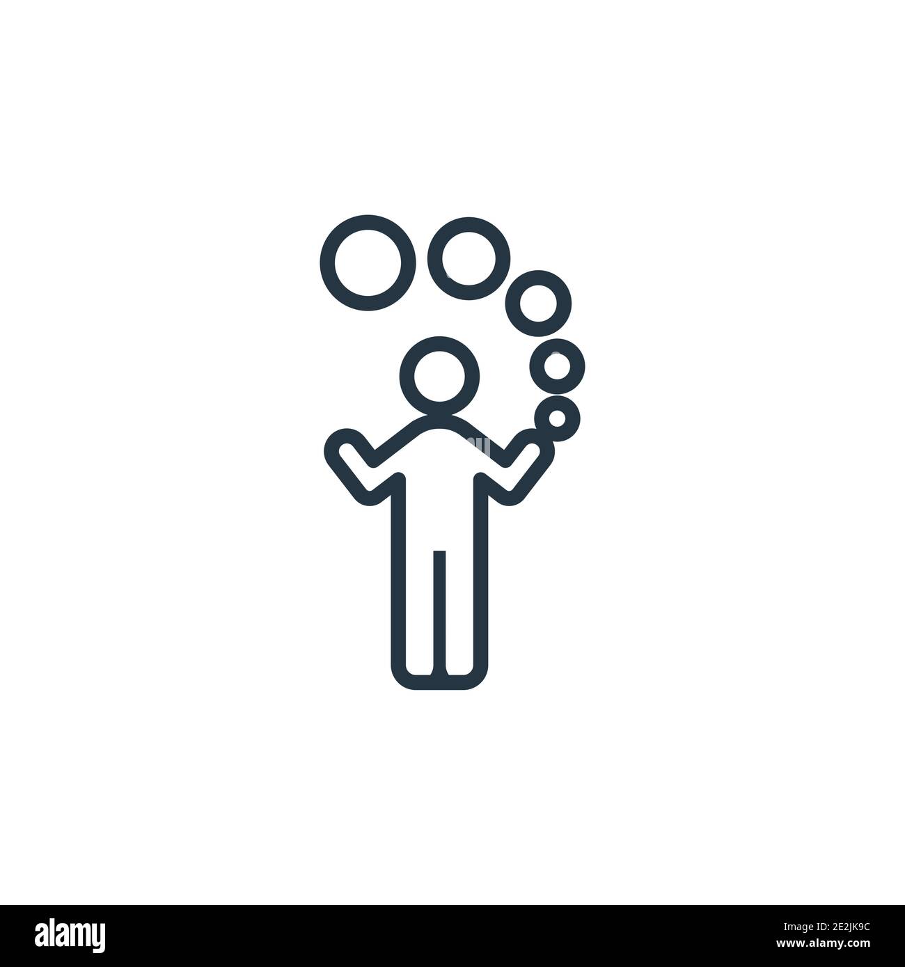Juggler outline vector icon. Thin line black juggler icon, flat vector ...