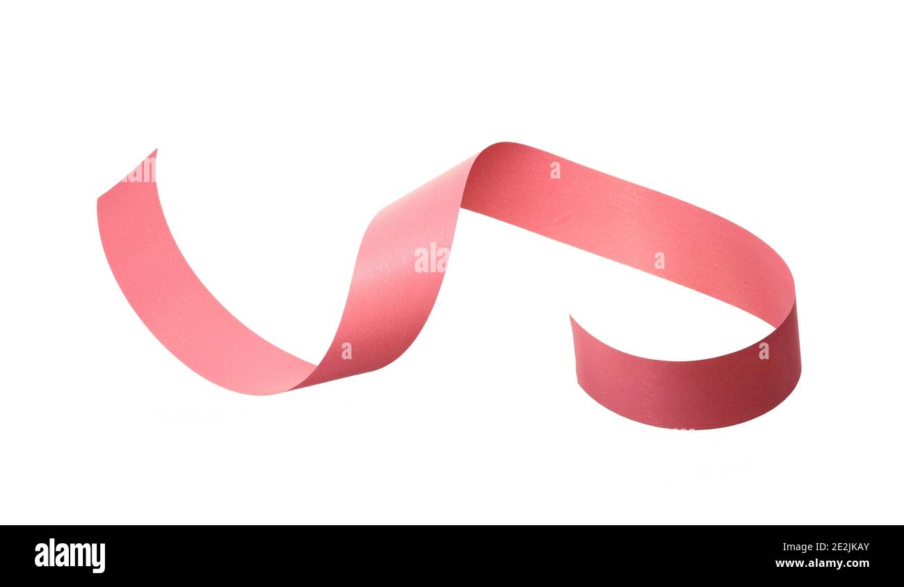 Red ribbon roll isolated on white background Stock Photo - Alamy