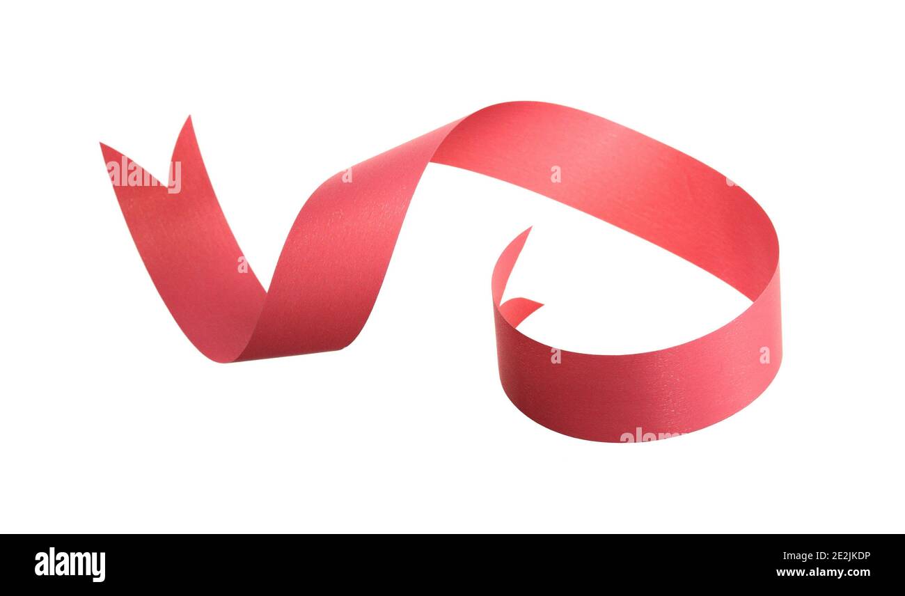 Red ribbon roll isolated on white background Stock Photo - Alamy