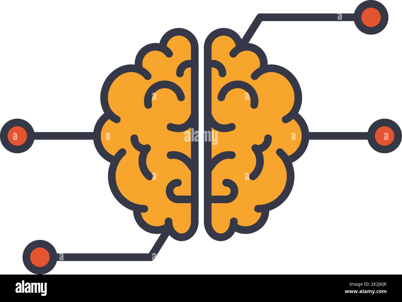 Artificial intelligence super brain vector icon. Human brain connected ...