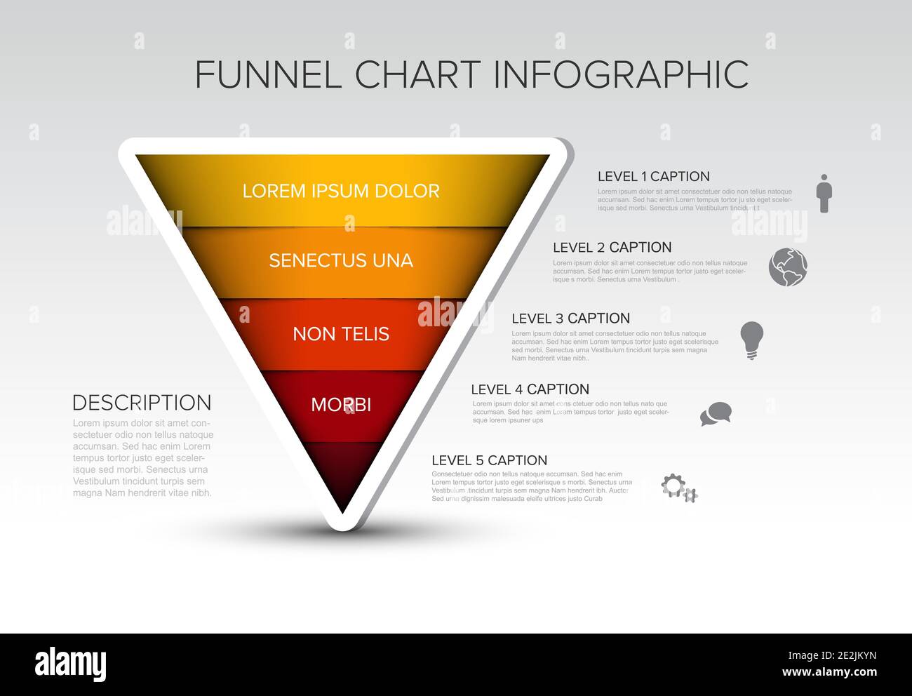 Layers funnel infographic template - reverse pyramid infochart Stock ...