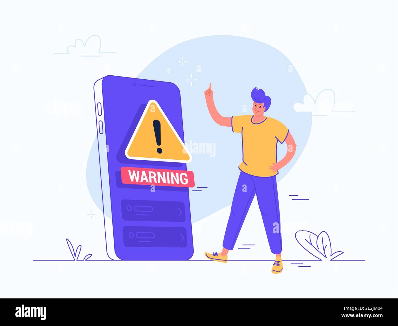 Warning notification symbol on mobile phone app Stock Vector Image ...
