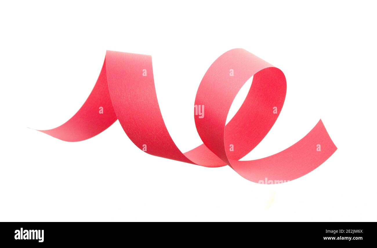 Red ribbon roll isolated on white background Stock Photo - Alamy