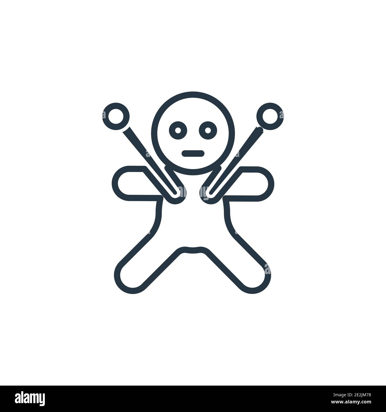 Voodoo doll outline vector icon. Thin line black voodoo doll icon, flat ...