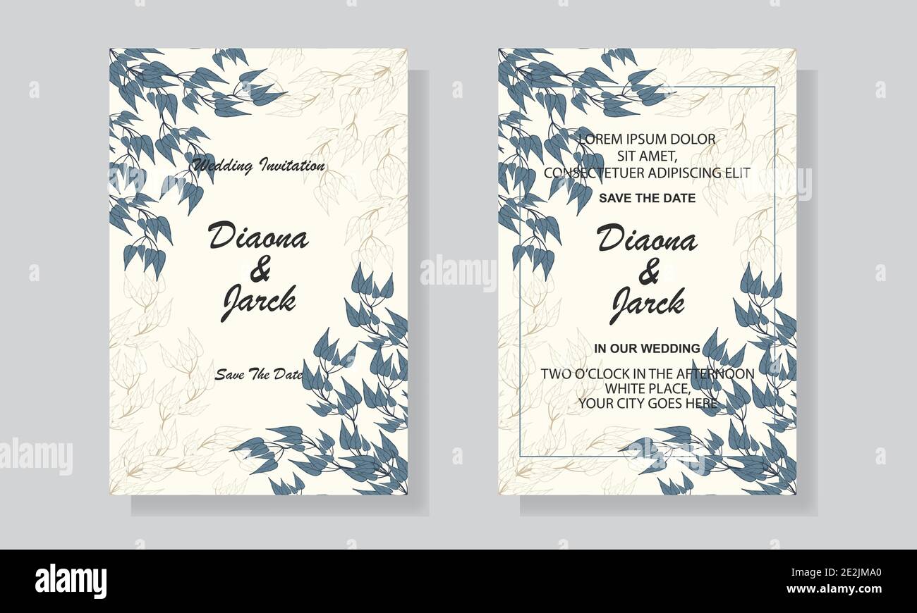 Wedding invitation card template with floral background Stock Vector ...