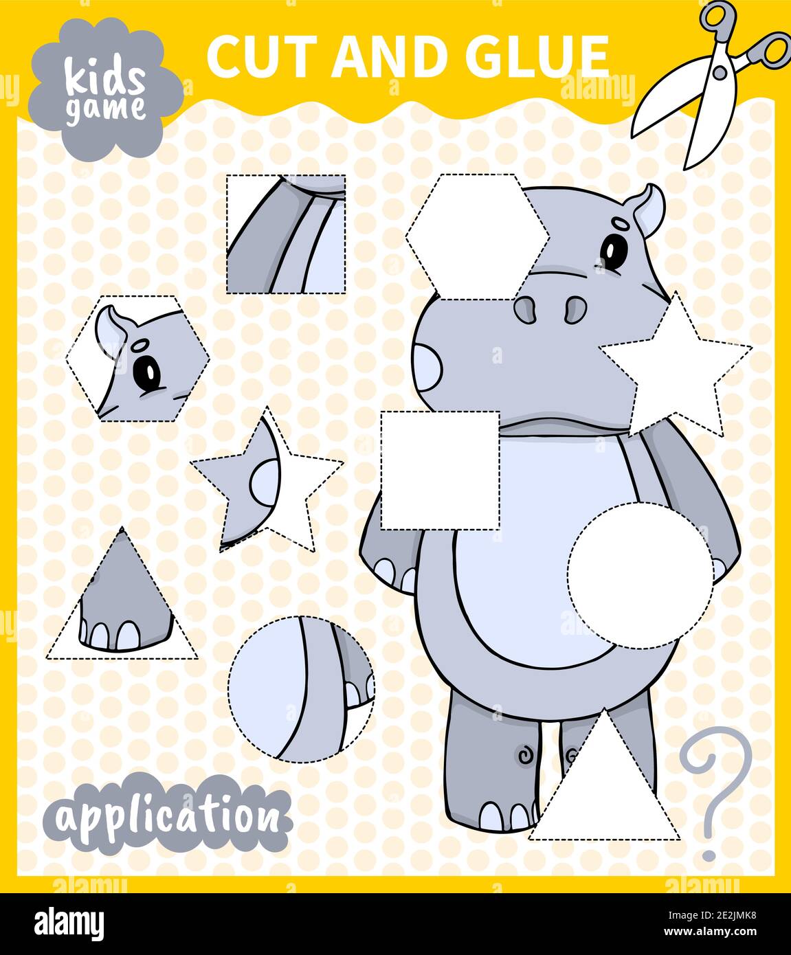 Children board animal game cut shape and glue in place for preschoolers ...