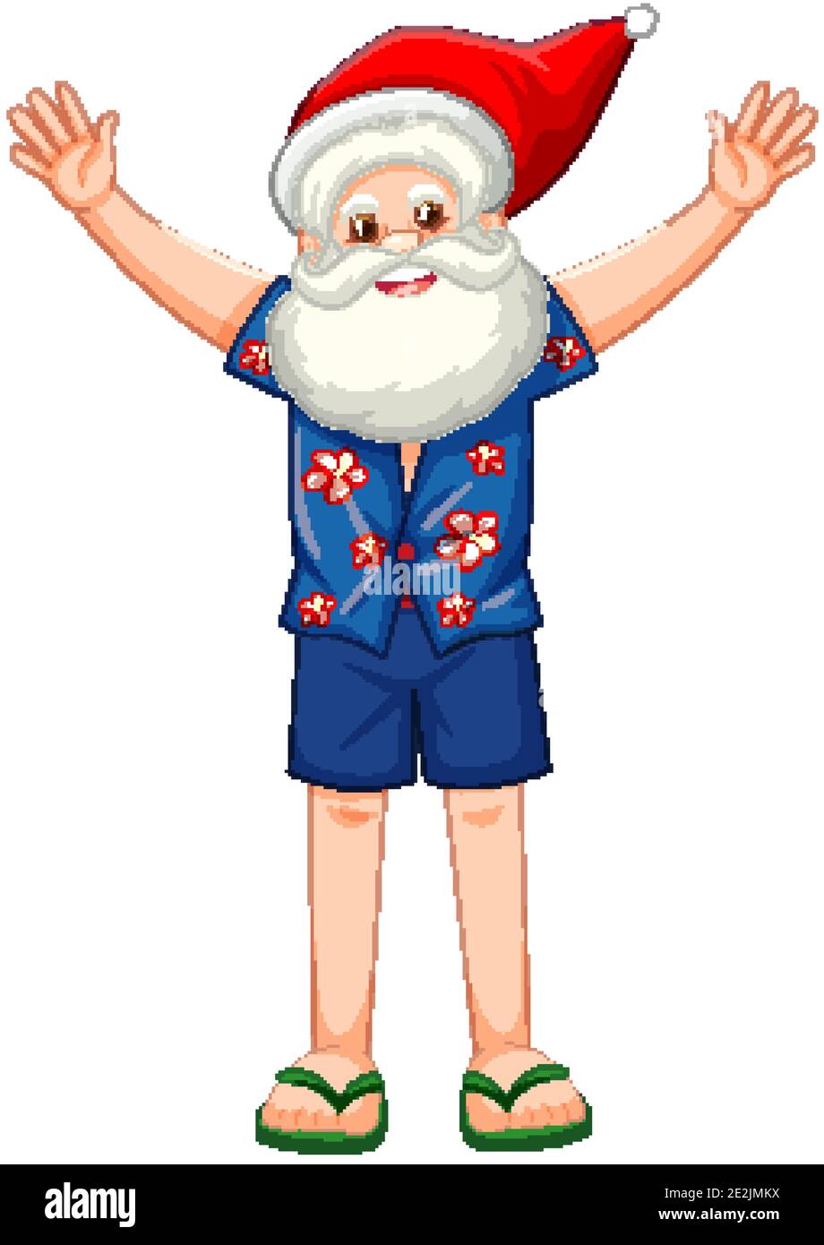 Santa Claus cartoon character in summer costume illustration Stock ...