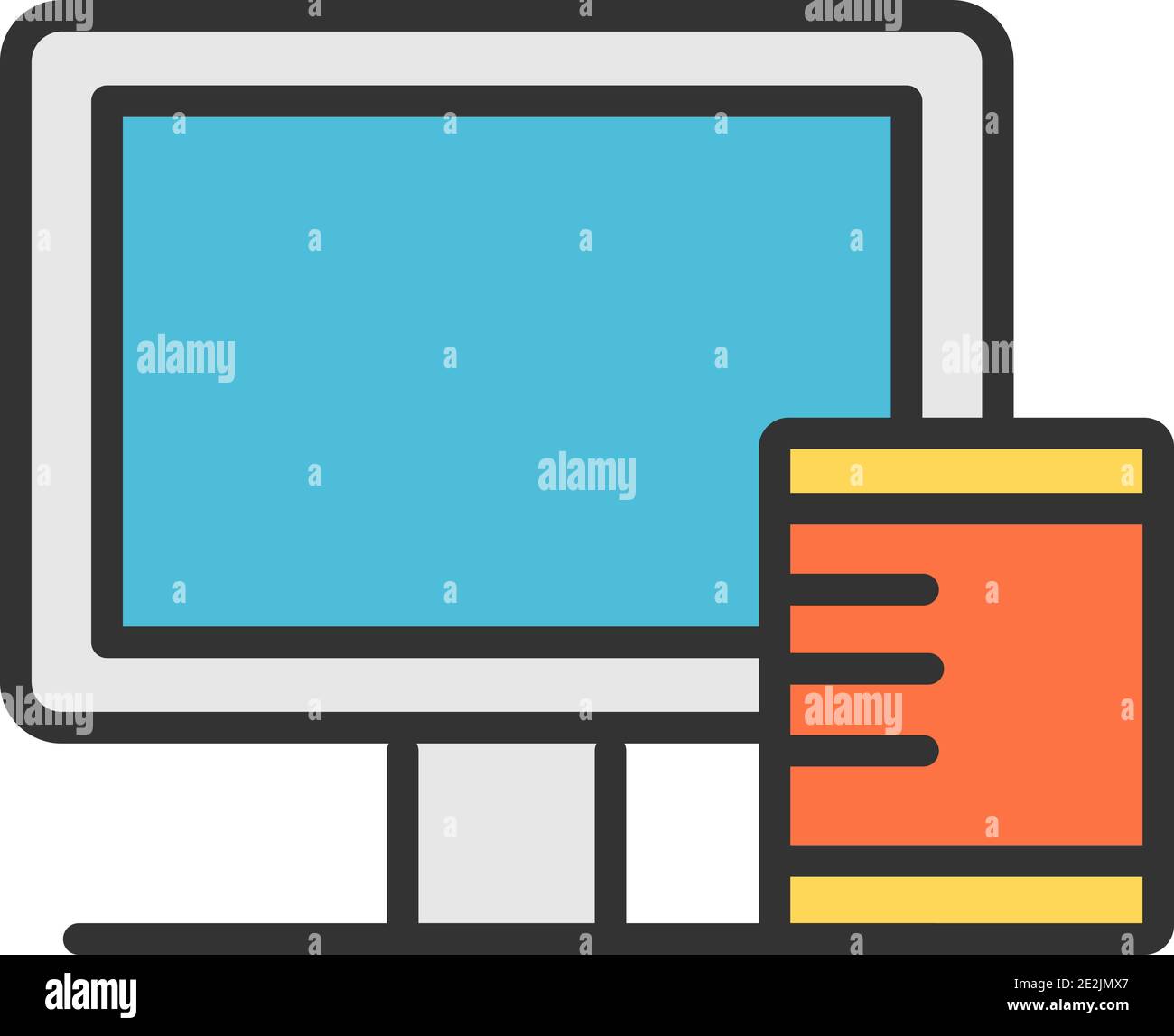Computer desktop and system unit flat vector icon Stock Vector Image ...