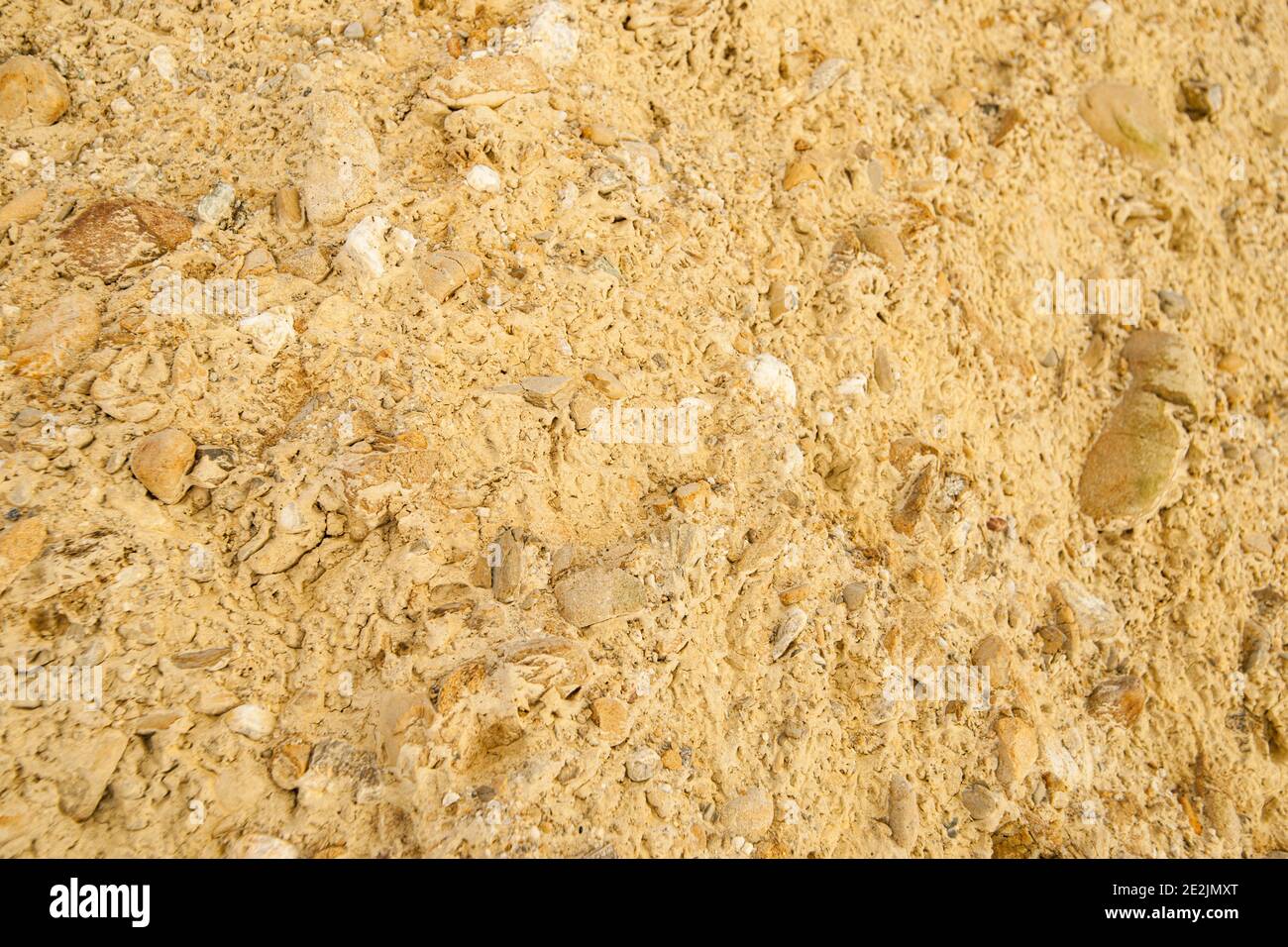 Closeup of clay of sedimentary clay and shingle of Omarama Clay Cliffs ...