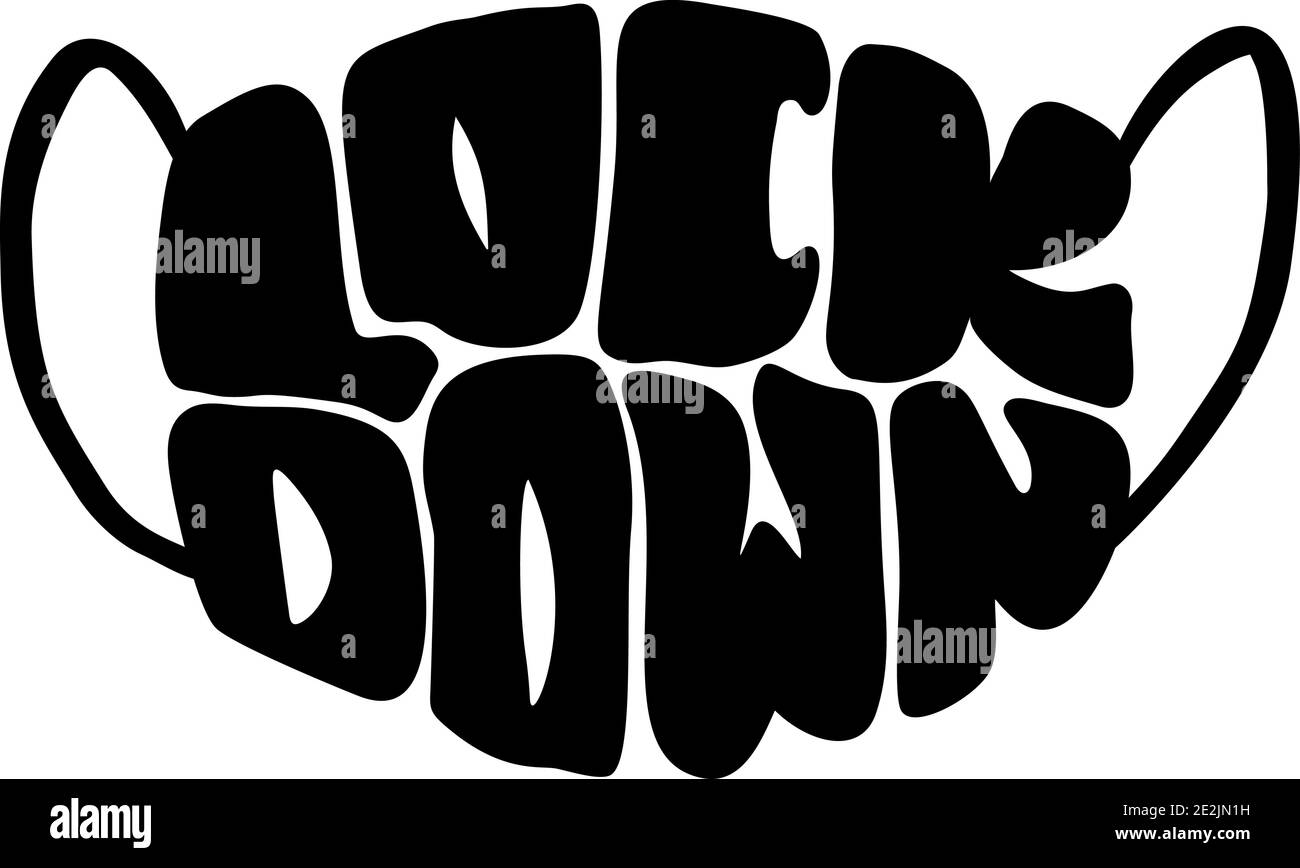 Lockdown lettering vector text coronavirus in form of face mask ...
