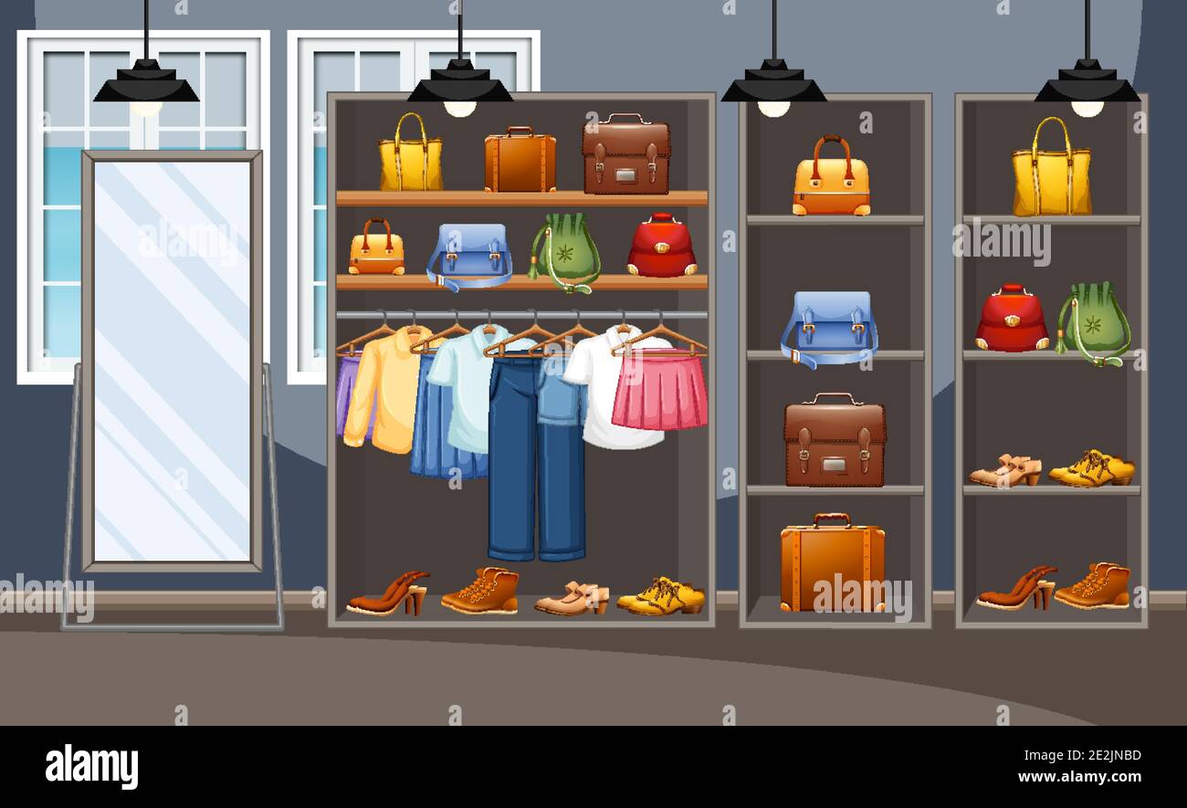 Fashion clothes store background illustration Stock Vector Image & Art ...