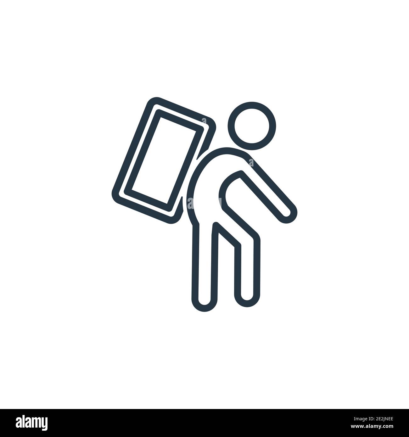 Carrying on back outline vector icon. Thin line black carrying on back ...