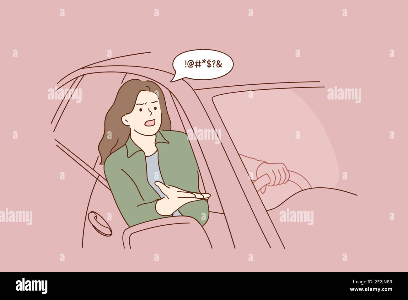 Quarrelling and negative emotions of car driver concept Stock Vector ...