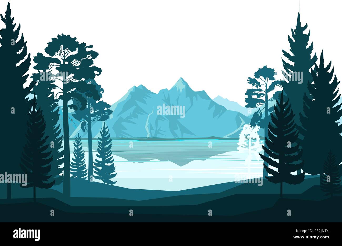 Panoramic view lake green Stock Vector Images - Alamy