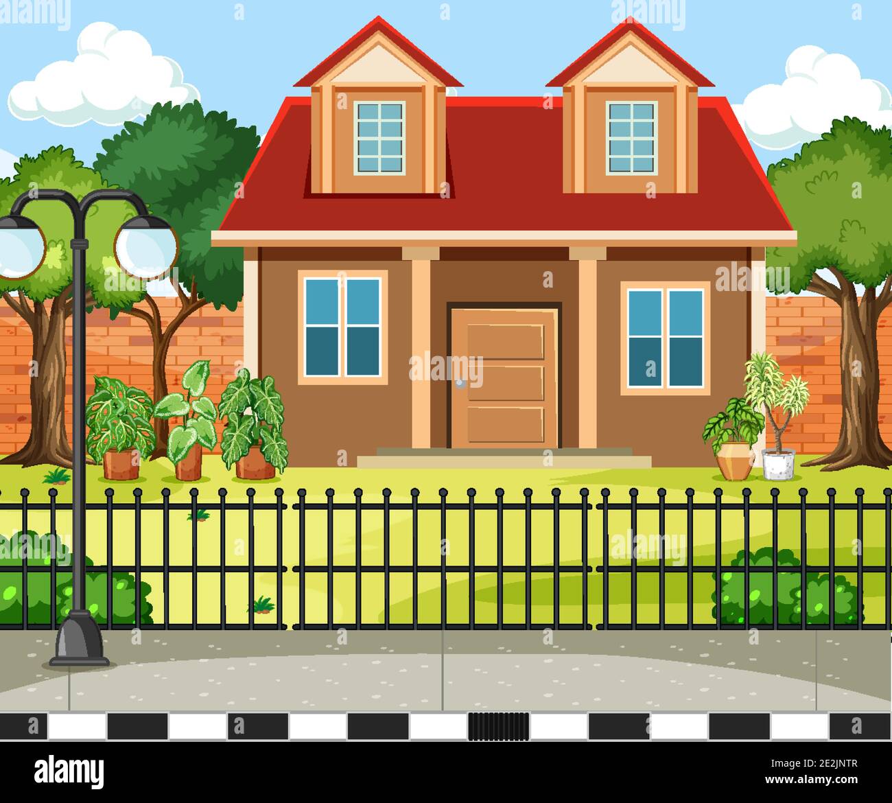 Outdoor of the house design illustration Stock Vector Image & Art - Alamy