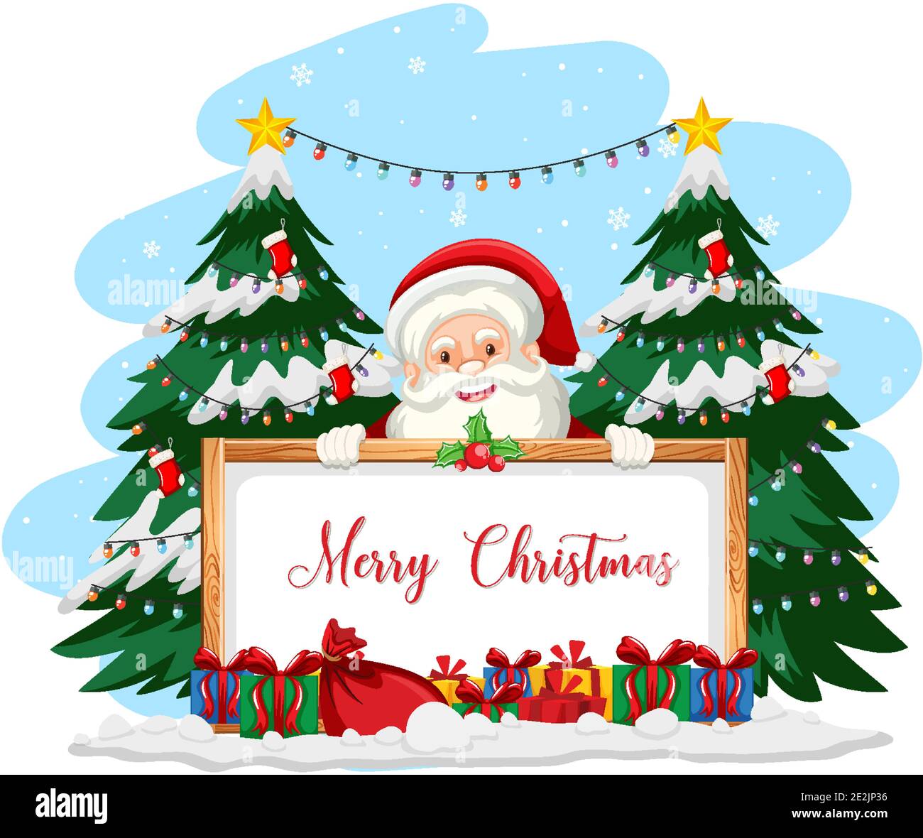 Santa Claus with Merry Christmas sign illustration Stock Vector Image ...
