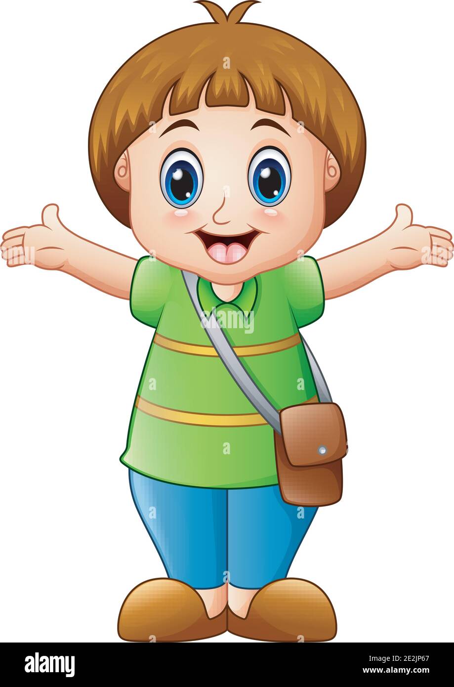 Vector illustration of a cute girl cartoon waving hands Stock Vector ...