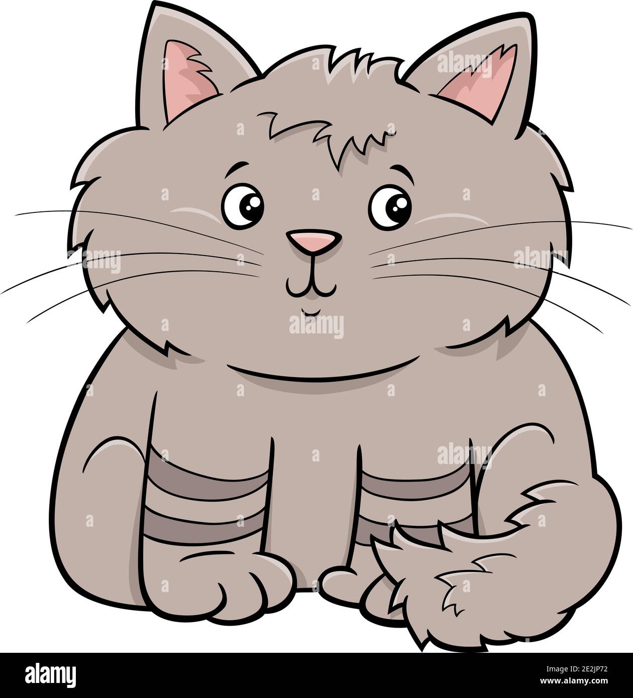 Cartoon illustration of cute fluffy kitten comic animal character Stock ...