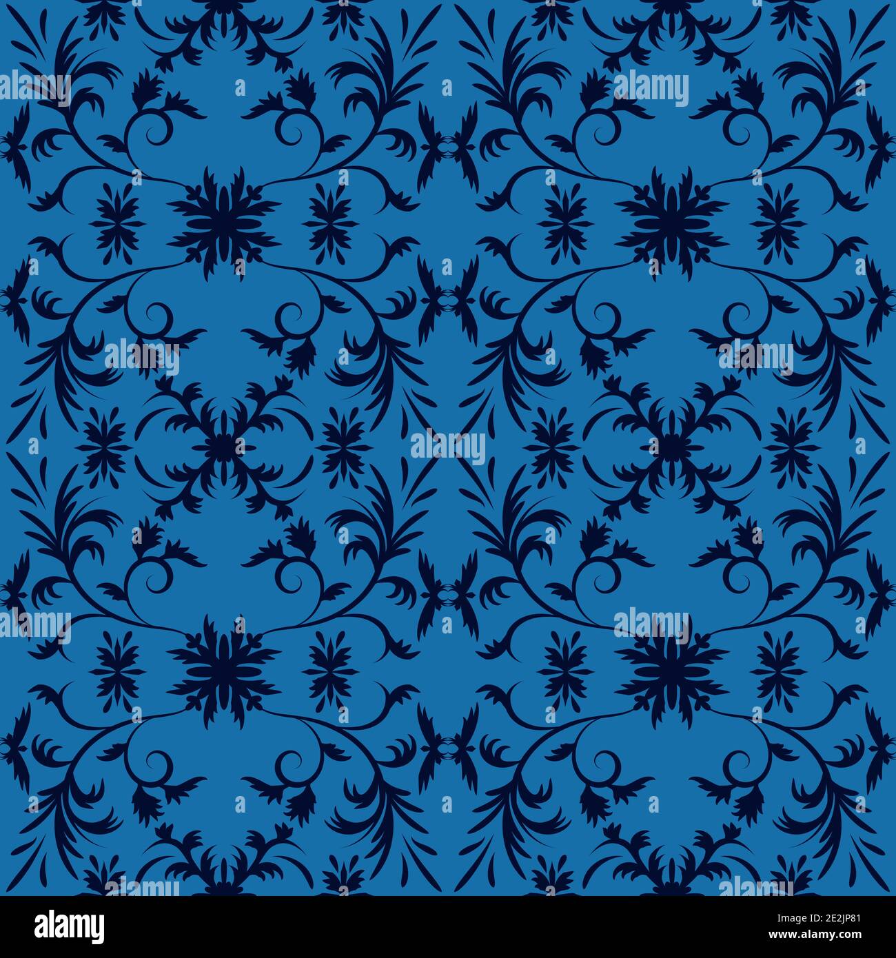 Royal Blue Damask Wallpaper