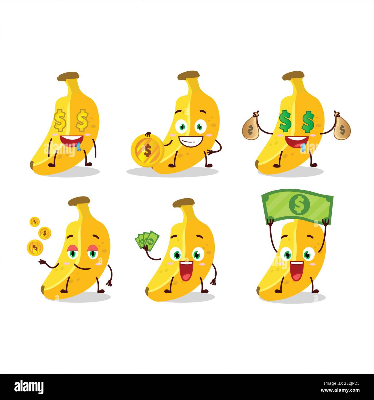 Banana cartoon character with cute emoticon bring money. Vector ...