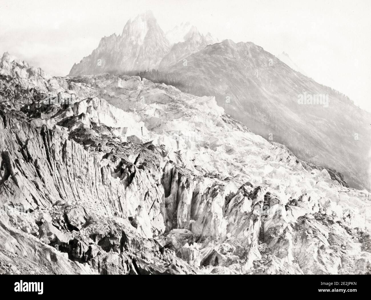 19th century vintage photograph: Geant Glacier area, Chamonix, France ...