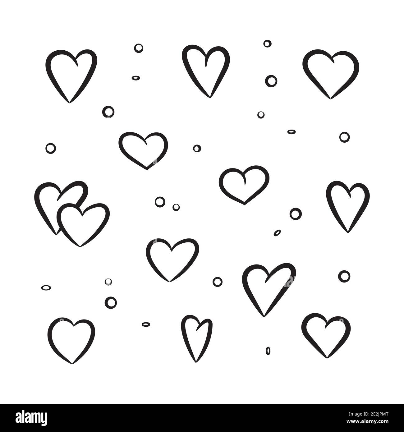 A set of painted hearts. Design elements for your creativity. Contour ...