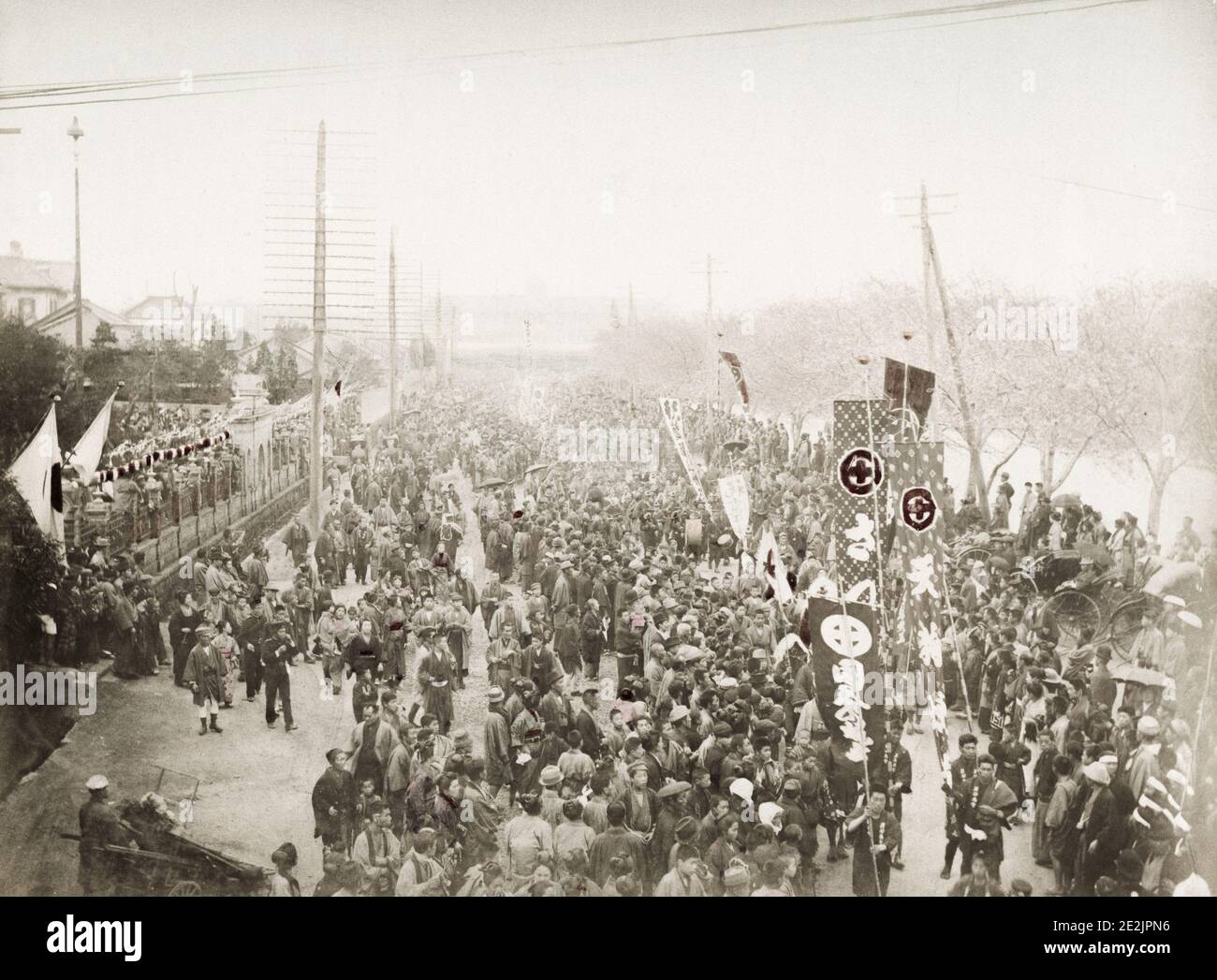 19th century vintage photograph: Japan - large procession commemorating ...