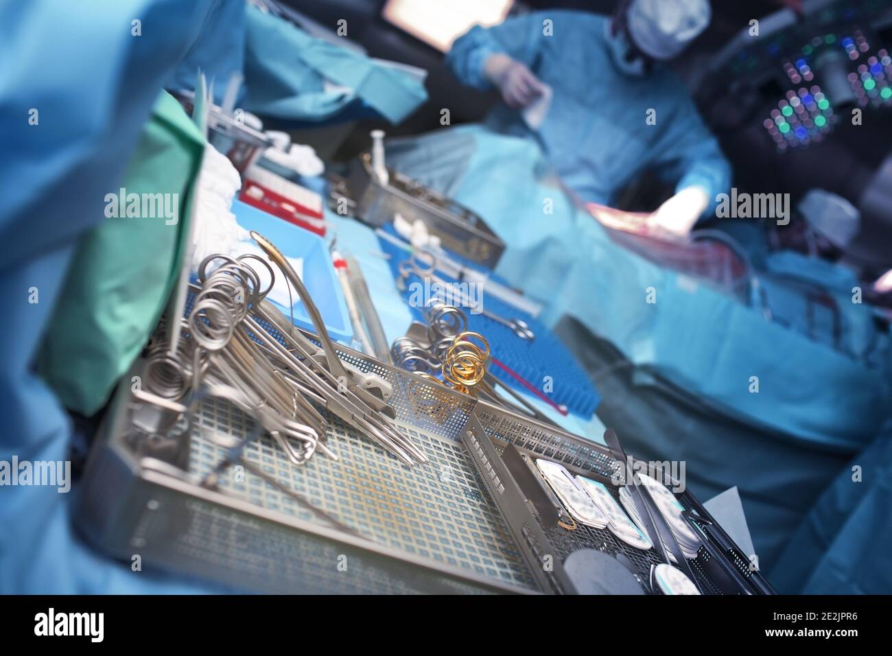 Surgical instruments in the operating room with a working team of ...
