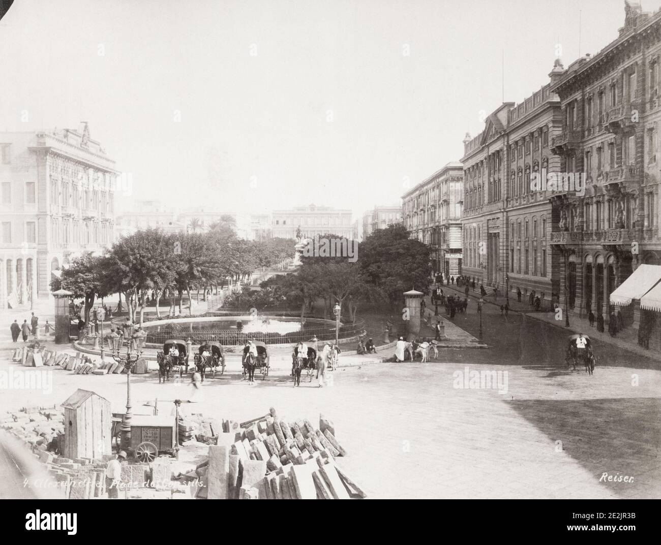 19th century vintage photograph: Place des Consuls, Alexandria Egypt ...