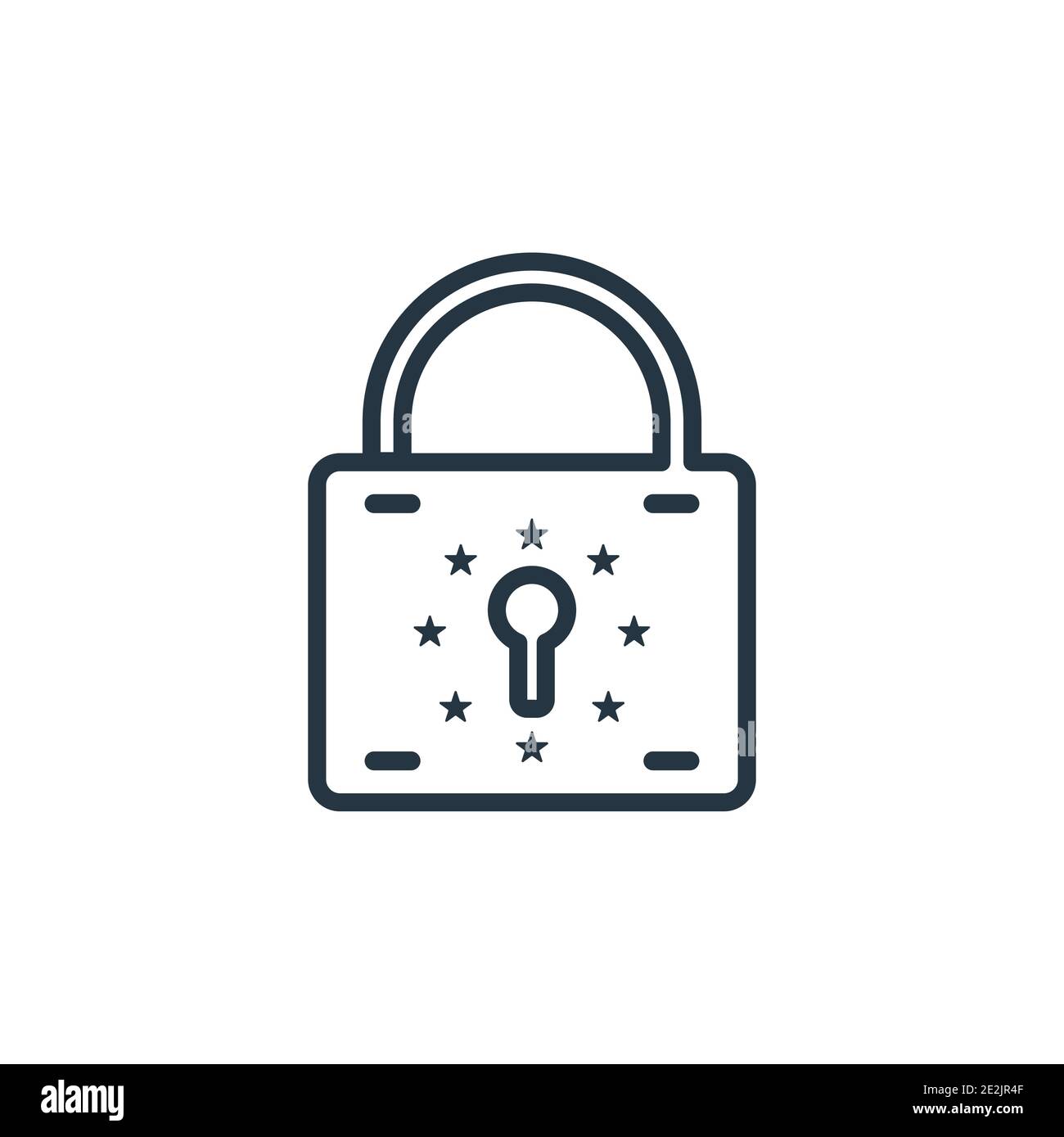 Lock outline vector icon. Thin line black lock icon, flat vector simple ...
