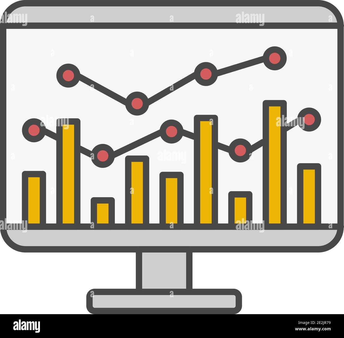 Computer monitor with graph and chart vector icon Stock Vector Image ...