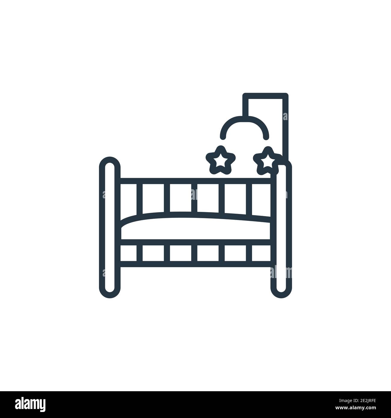 Crib outline vector icon. Thin line black crib icon, flat vector simple ...