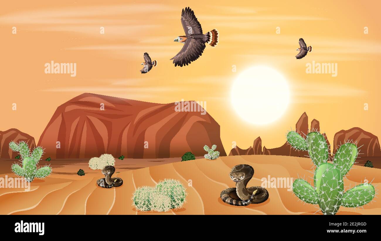 Wild desert landscape at daytime scene illustration Stock Vector Image ...