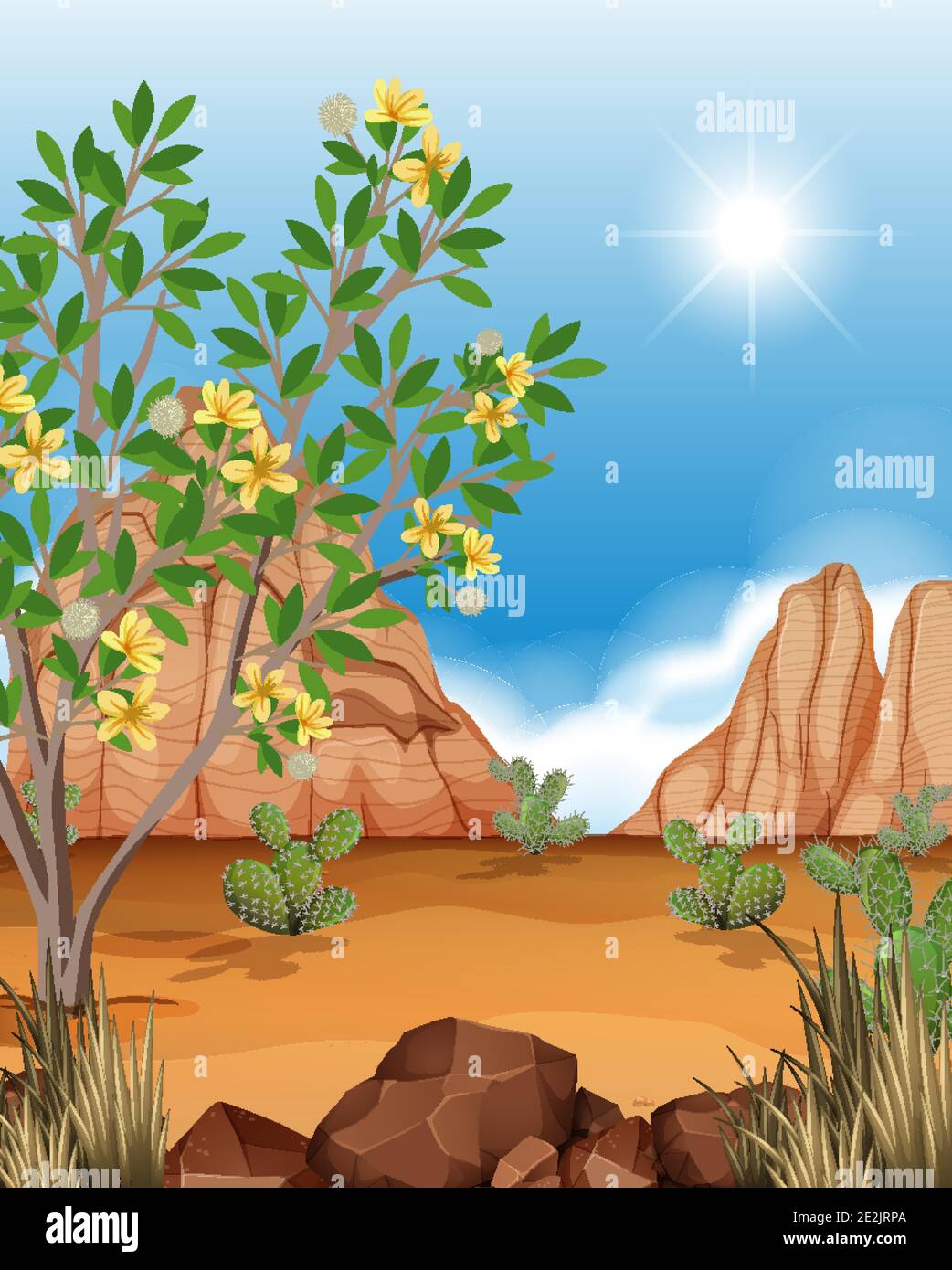 Wild desert landscape at daytime scene illustration Stock Vector Image ...